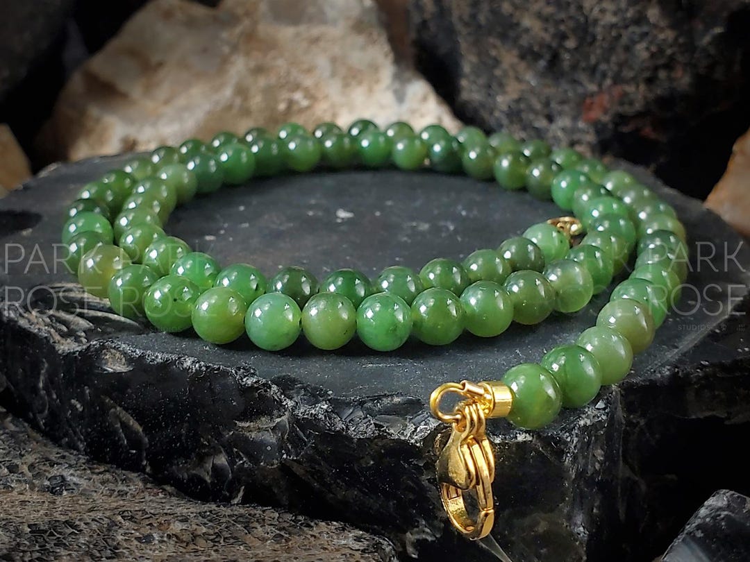 6mm AAAA Nephrite Green Jade Necklace | High Grade Jade Necklace ...
