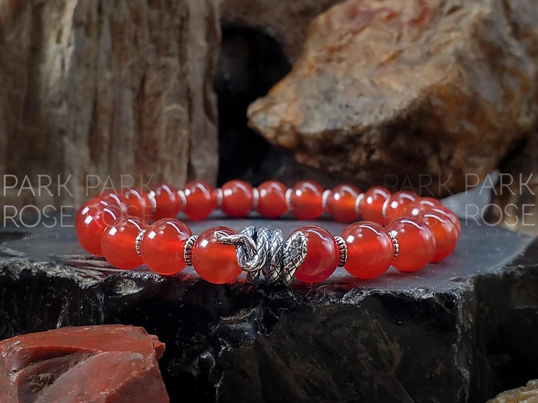 Red Carnelian Snake Bracelet: Sterling Silver Lunar New Year Jewelry - Etsy