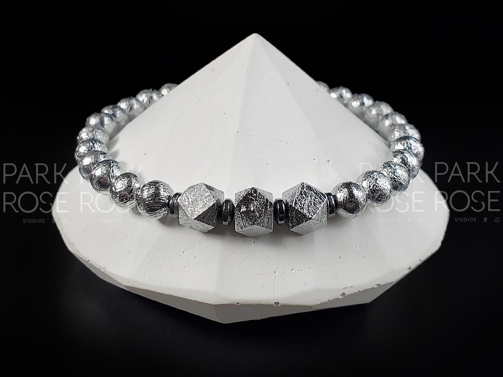 Gibeon Meteorite Bracelet | Faceted Iron Nickel, Hematite Beads - Etsy