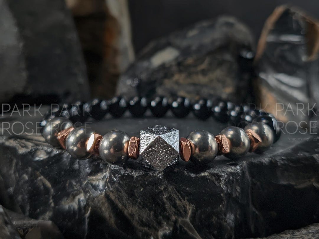 Gibeon Meteorite & Titanium Bracelet: Copper Shungite Beaded Jewelry - Etsy