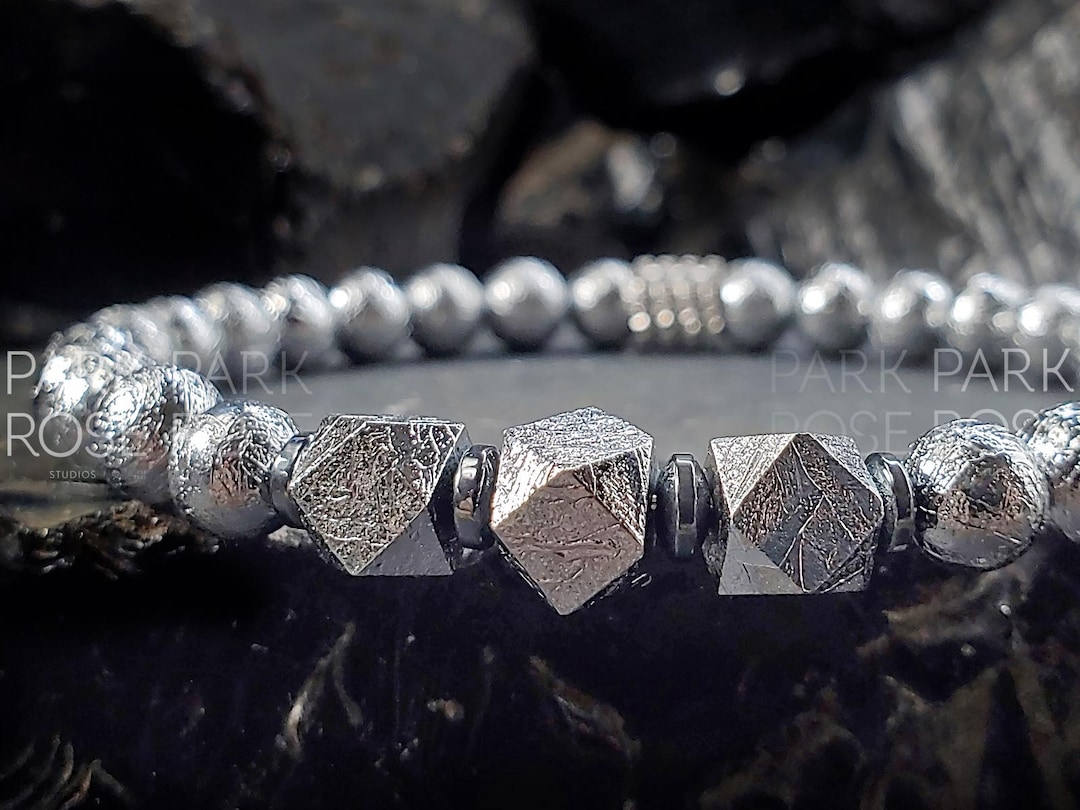 Gibeon Meteorite Bracelet | Faceted Iron Nickel, Hematite Beads - Etsy