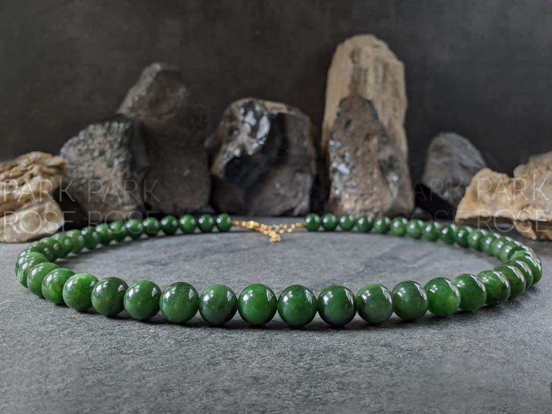 10mm Nephrite Green Jade Gemstone Necklace: Canadian Jade Jewelry - Etsy