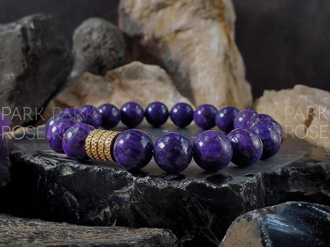 AAA Purple Charoite Gemstone Bracelet: Handmade With Stainless Steel ...