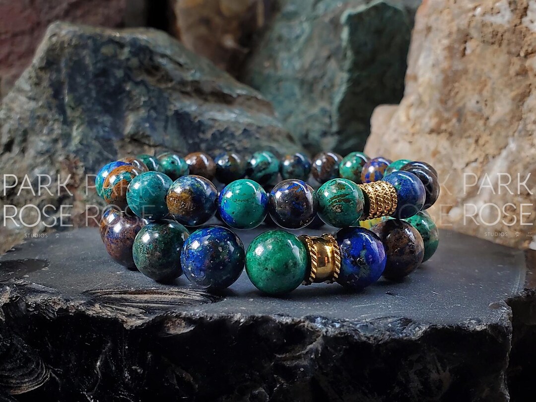 Phoenix Azurite Colorful Gemstone Bracelet (6/8/10mm) - Etsy