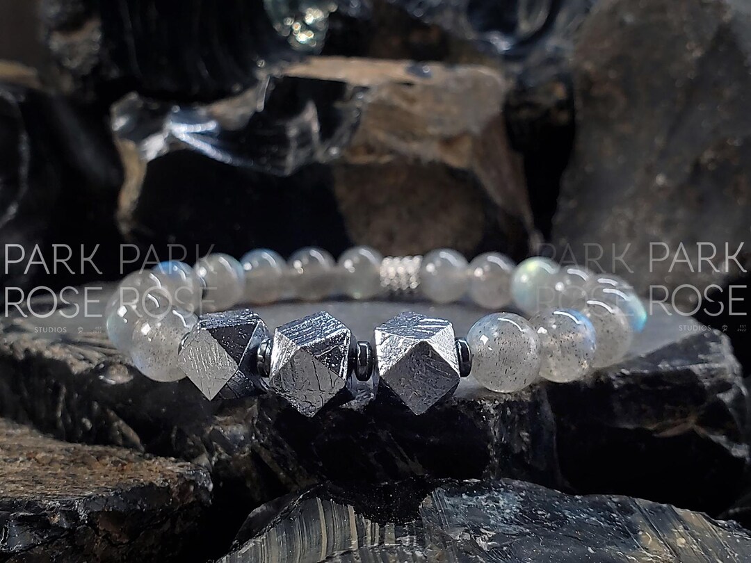 Gibeon Meteorite Bracelet: Argentina Labradorite & Hematite Beaded ...