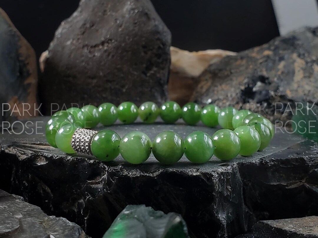 AAAA Nephrite Green Jade Bracelet (6mm or 8mm) | Canadian Jade Bracelet, Nephrite Jade Jewelry ...