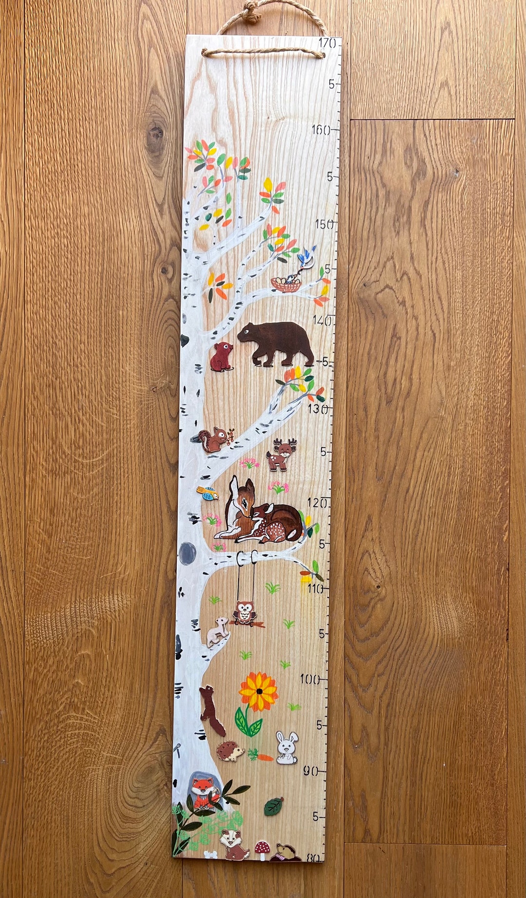 Customizable Wooden Height Chart / Hand-painted Height Chart / Forest ...