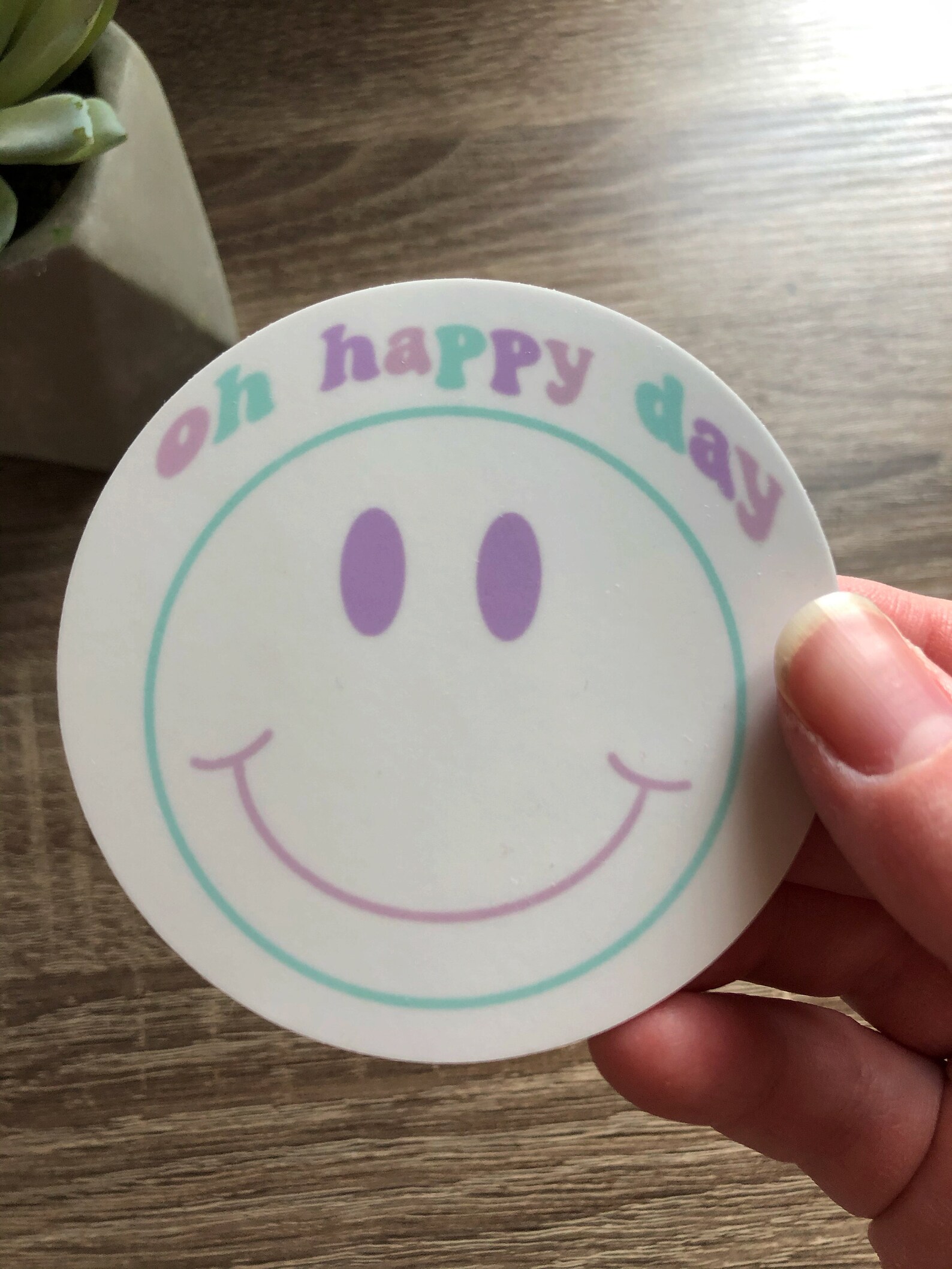Oh Happy Day Smiley Face Circle Sticker - Etsy