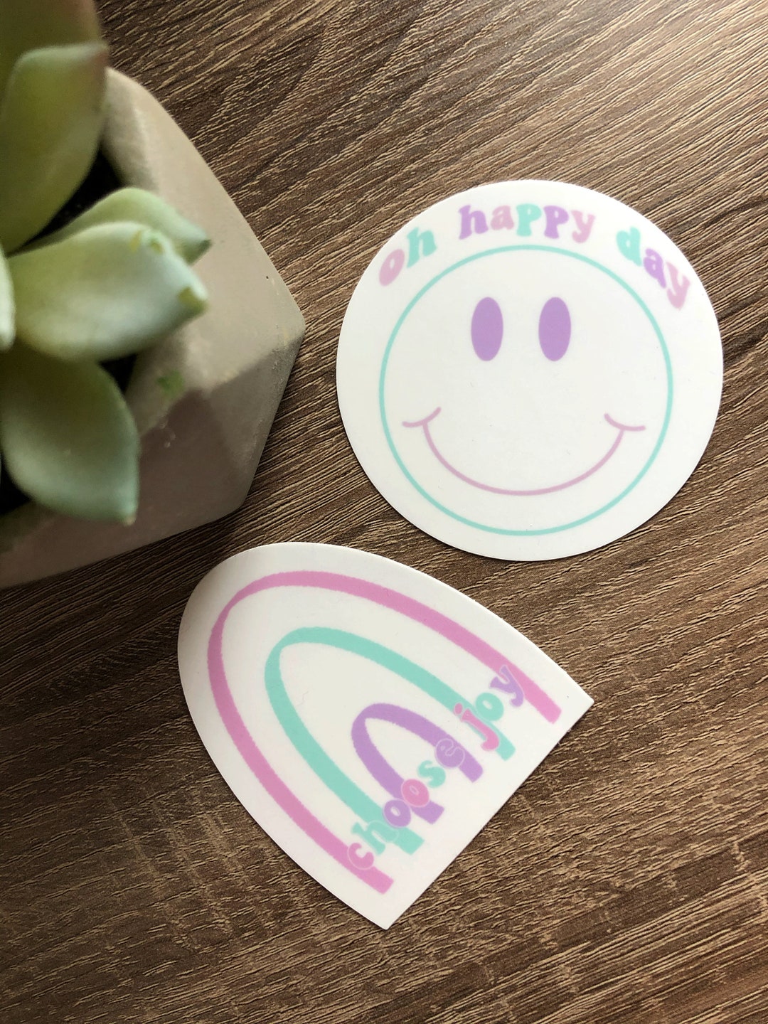 2 Pack of Stickers | Choose Joy Rainbow and Oh Happy Day Smiley Face ...