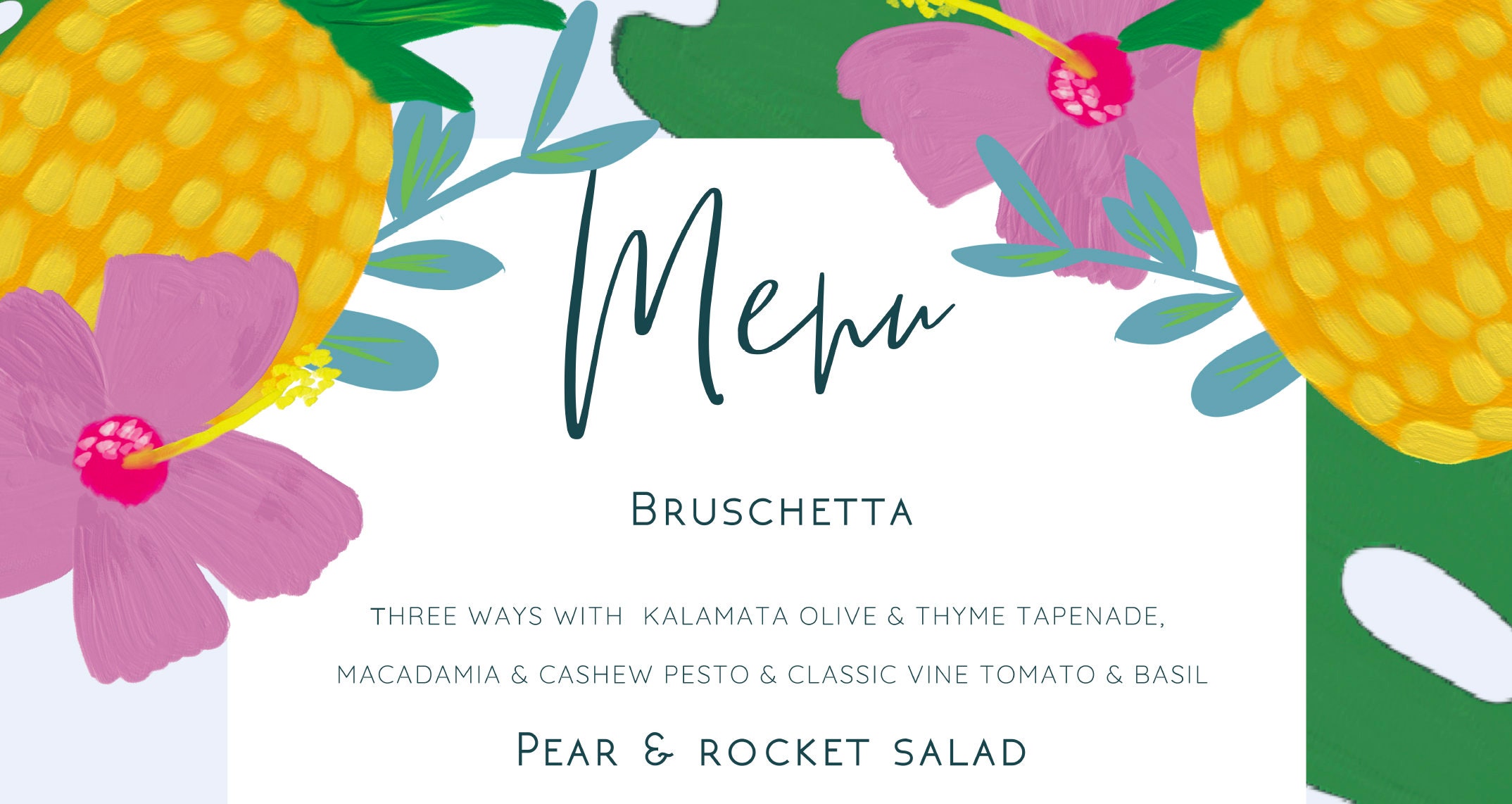 Tropical Personalised, Illustrated Menus Custom Print Ready Download - Etsy