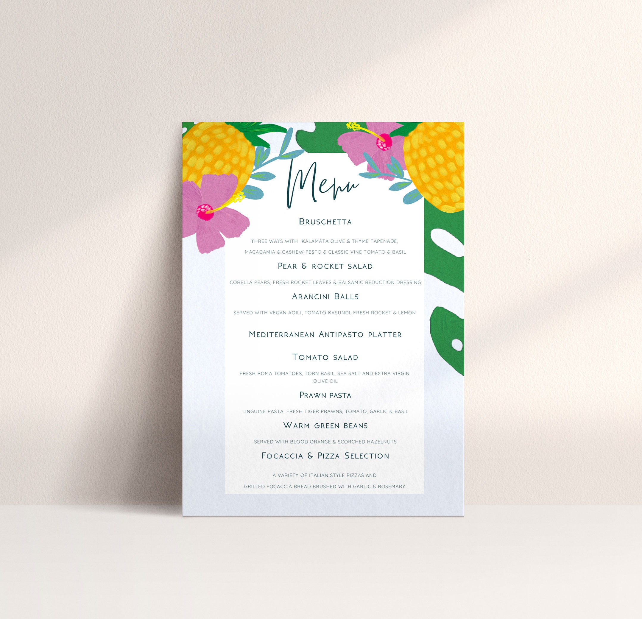 Tropical Personalised, Illustrated Menus | Custom Print Ready Download ...