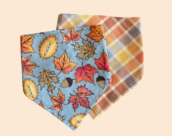 Fall Plaid Dog Bandana Reversible Personalized Embroidered Pet Name ...