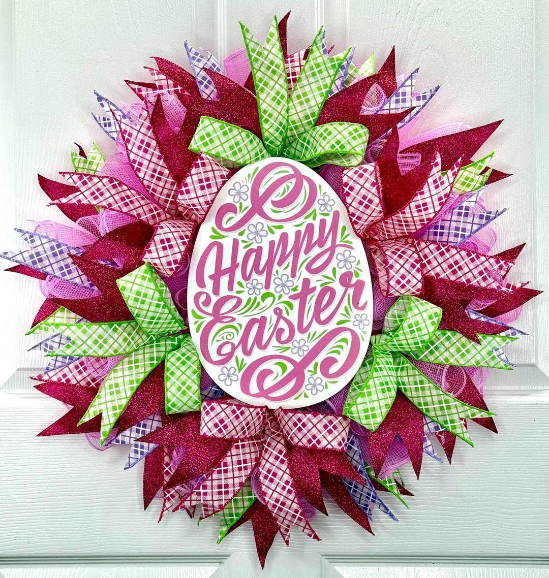 Easter Egg Welcome Wreath, Easter and Spring Farmhouse Decor - Etsy