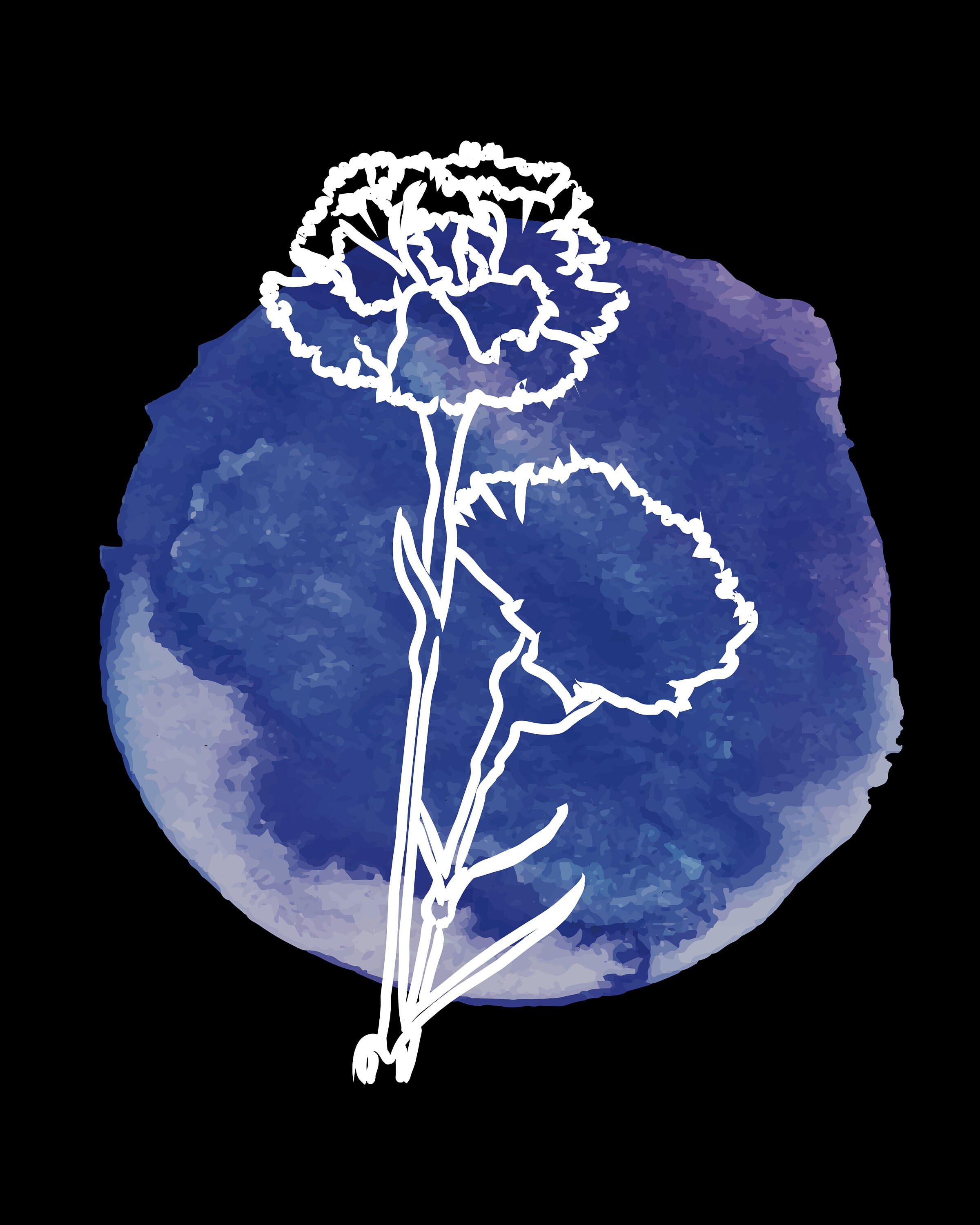 Watercolor Indigo Floral ⁓ Instant Digital Download Print ⁓ Purple ...