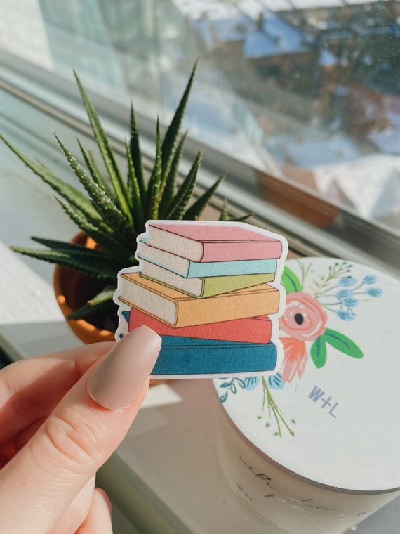 Book Sticker Book Lover Sticker Pile of Books Sticker | Etsy