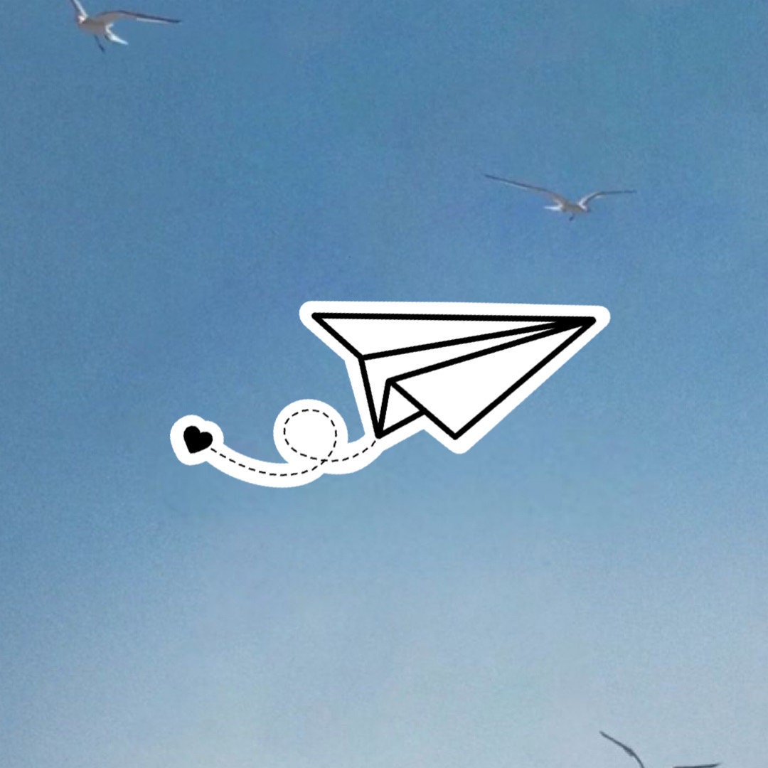 Mini Paper Airplane Sticker | Paper Airplane With Heart | Miniature ...