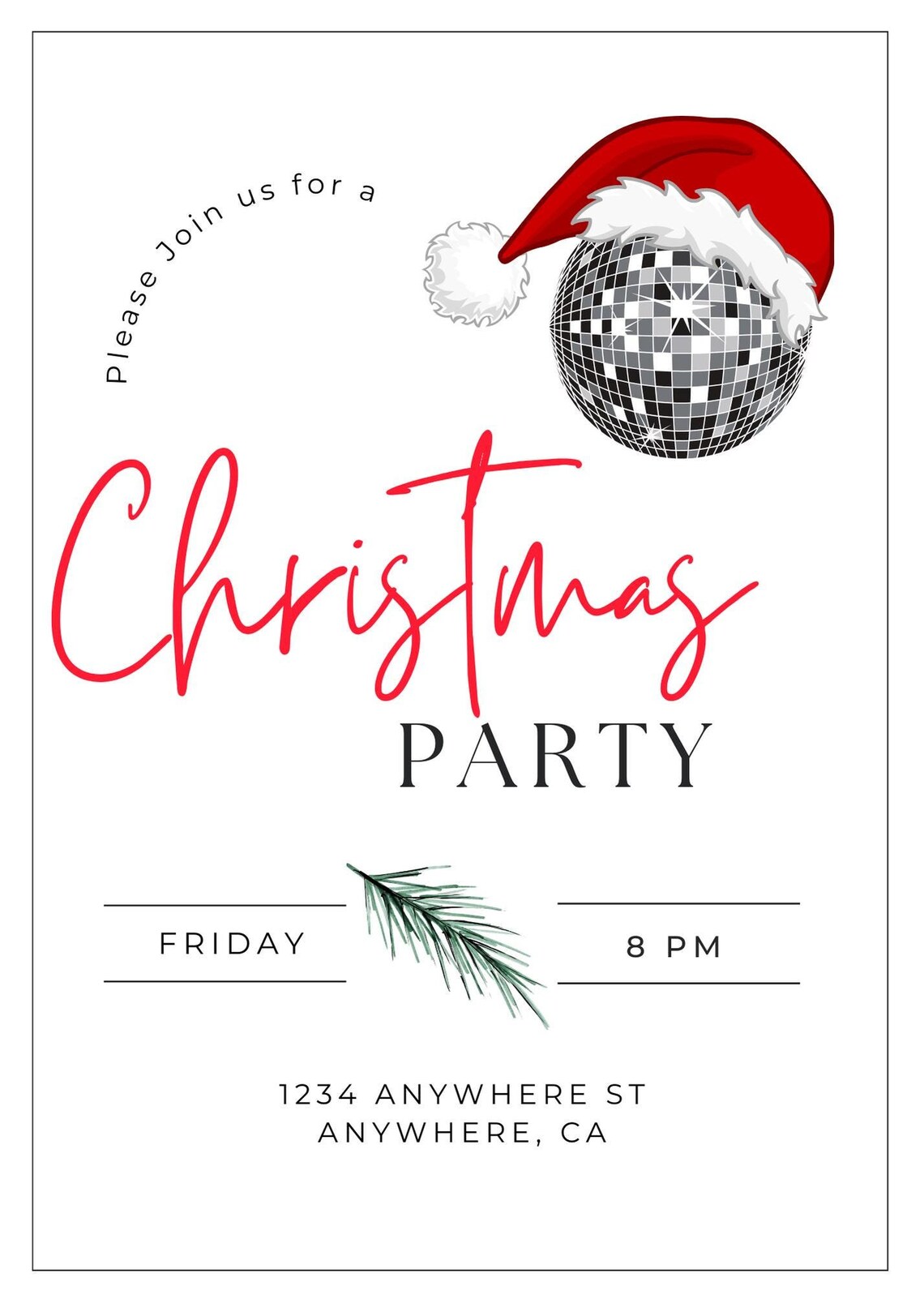 Christmas Party Invitation Template - Disco Ball - Etsy