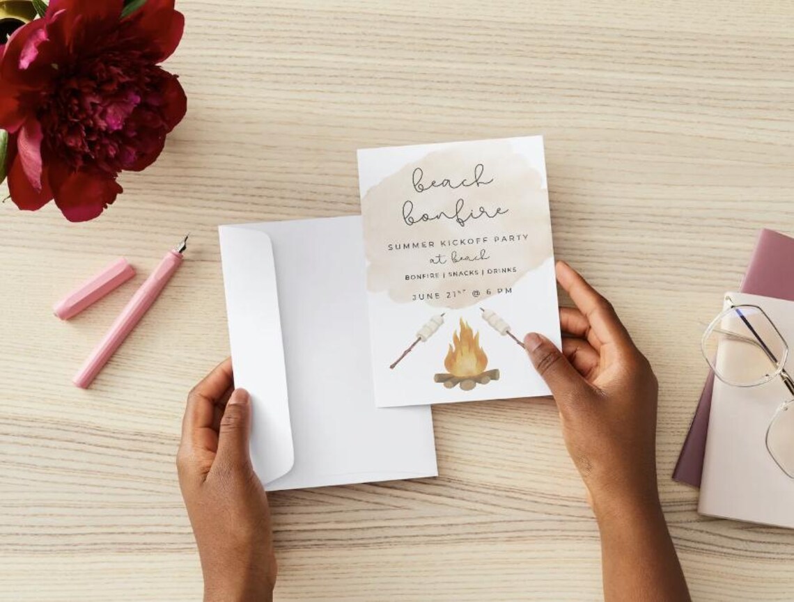 Beach Bonfire Summer Party Invitation - Etsy
