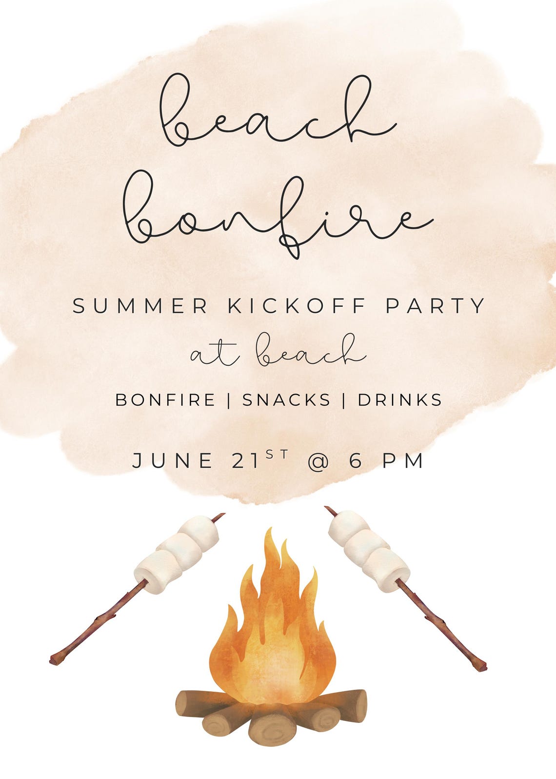 Beach Bonfire Summer Party Invitation - Etsy