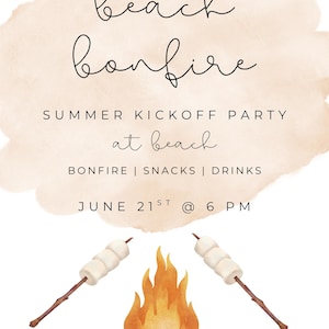 Beach Bonfire Summer Party Invitation - Etsy