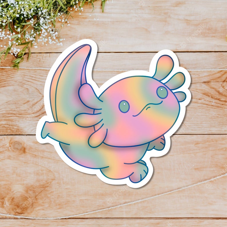 Rainbow Axolotl Waterproof Dishwasher Safe Vinyl Sticker - Etsy