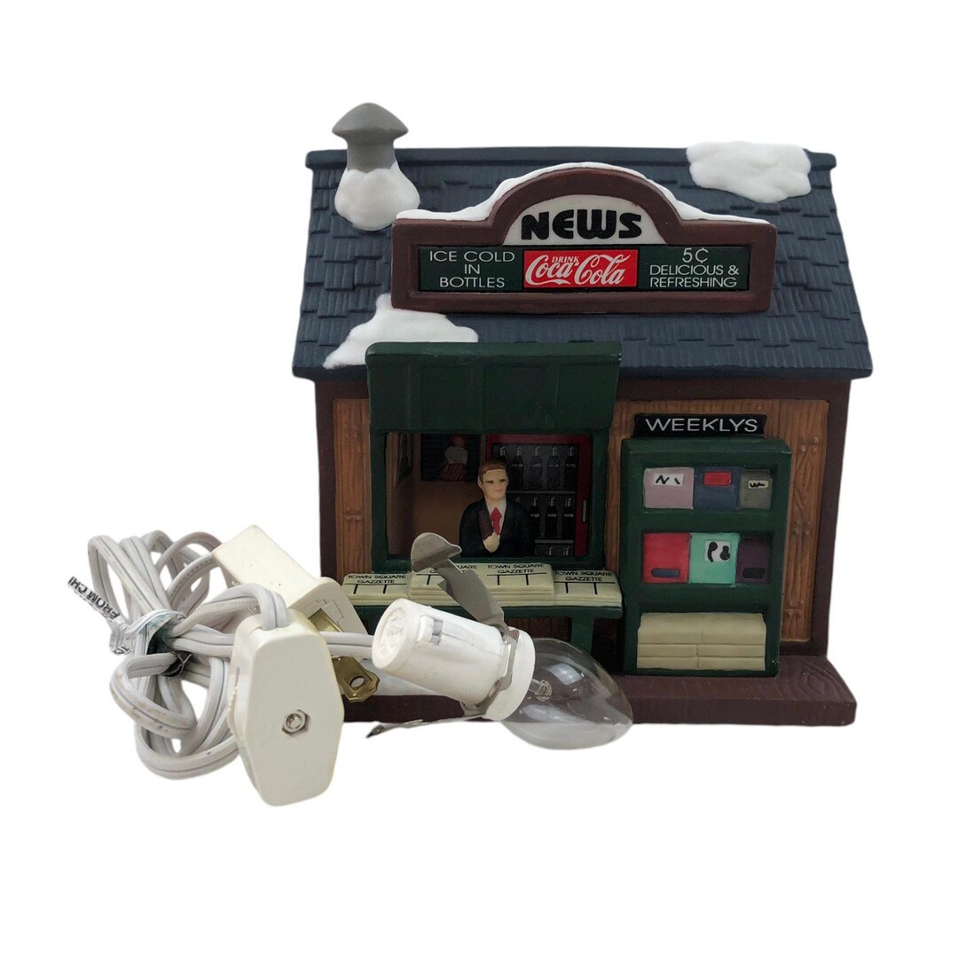Coca Cola Town Square Collection Light up News Stand Vintage Christmas ...