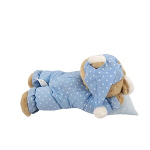 Toy Wonders Sleeping Teddy Bear Plush Toy Blue Polka Dot Pajamas Pillow ...