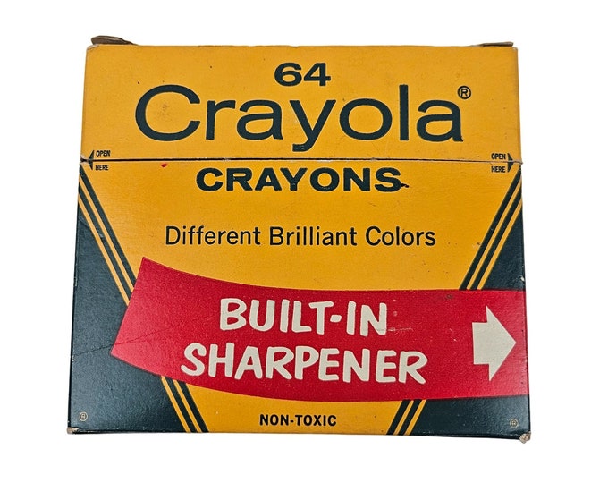Vintage Crayola Box of Crayons 64 Built in Sharpener Office School ...
