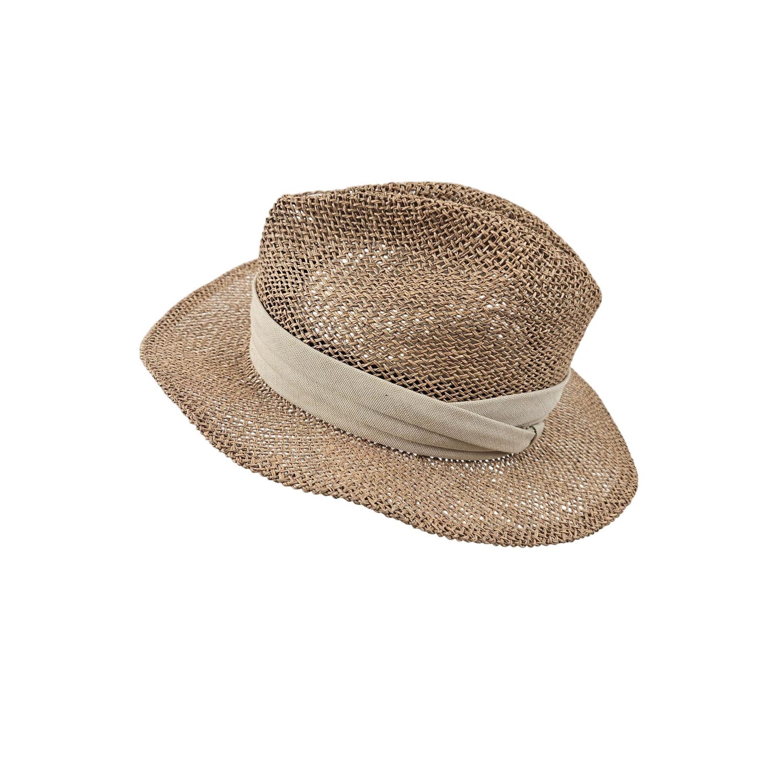 Chi Chi Collection Straw Fedora Hat Beige Band Size Small Medium Wide ...