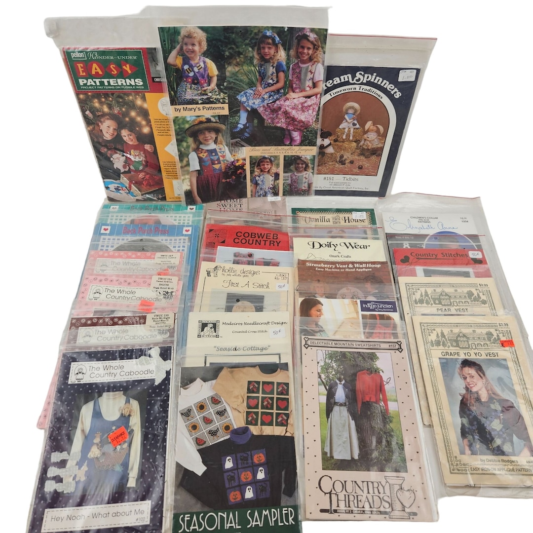 Vintage Craft Pattern Collection Lot of 20 Uncut Various Brands Sewing ...