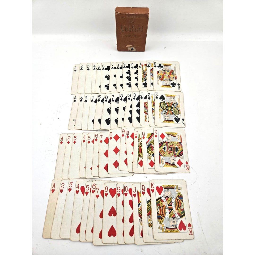 Vintage 1907 Initial Playing Cards Gold Edges Complete M Design Air ...