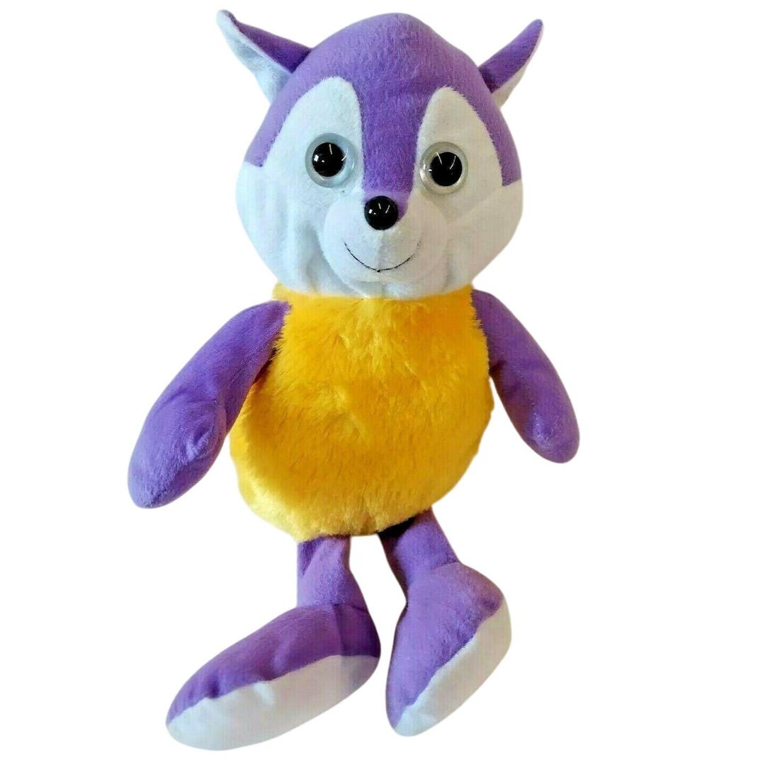 Kellytoy Fox Plush Purple White Fuzzy Yellow Body Stuffed Animal Toy 16 ...