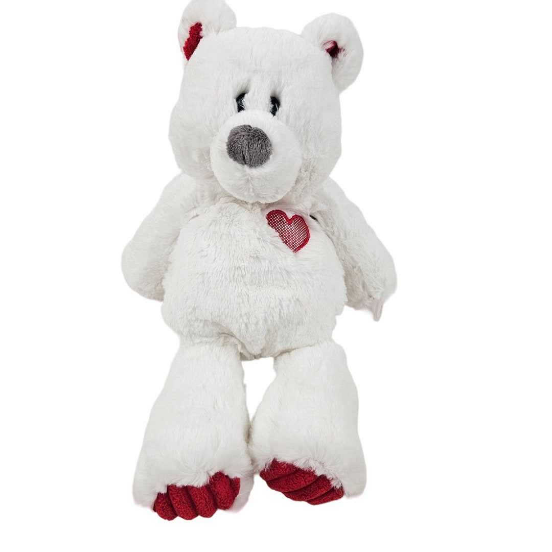 Mary Meyer Marshmallow Heartthrob Teddy Bear White Red Plush Soft Fuzzy ...