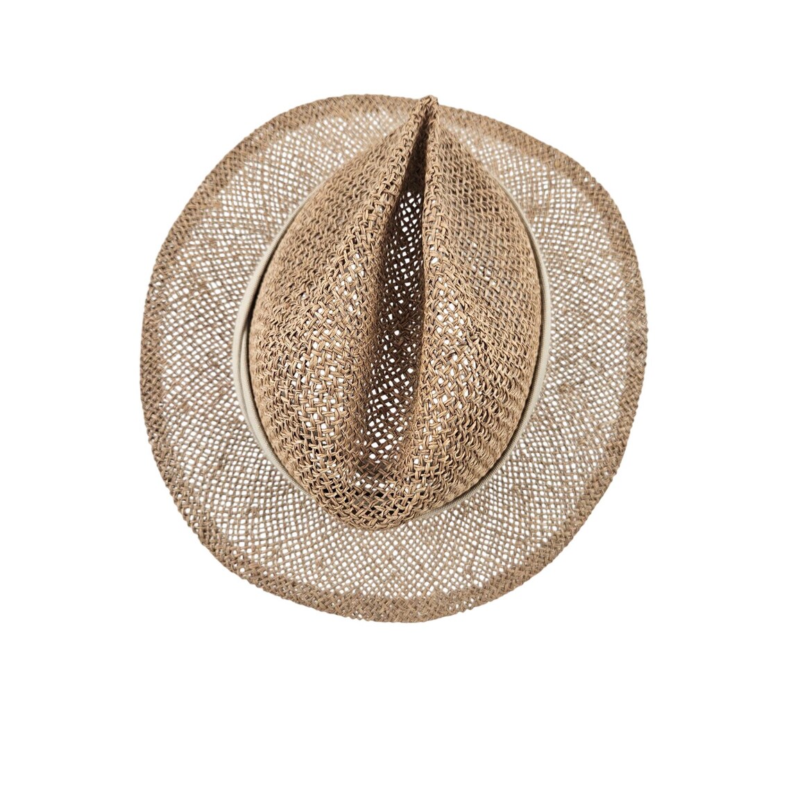 Chi Chi Collection Straw Fedora Hat Beige Band Size Small Medium Wide ...