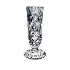 Cut Crystal Clear Vase Oval Top Triangle Shape Pedestal Base Diamond ...