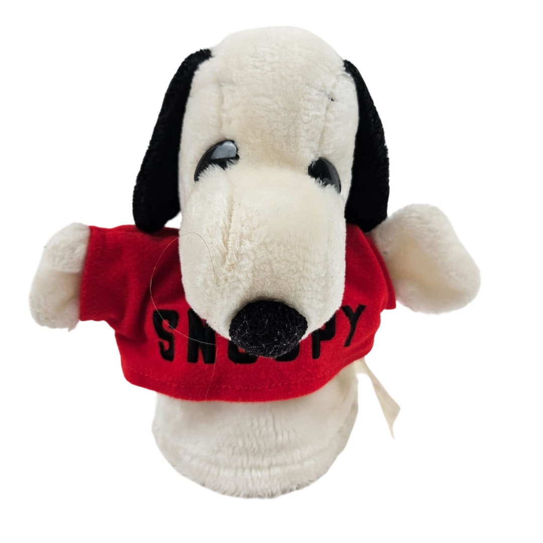Snoopy Hand Puppet Plush White Black Dog Red Shirt Stuffed Animal ...