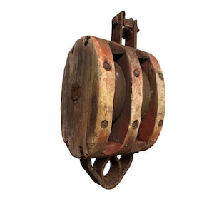 Antique Pulley Block Nautical Decor Wooden Iron Pulley Block Rustic ...