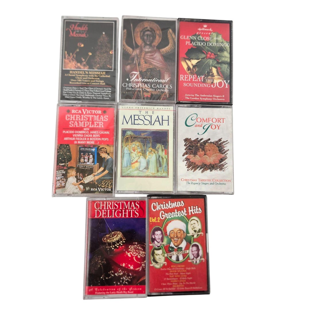 Vintage 8 Christmas Music Cassette Tapes Featuring Glenn Close Placido ...