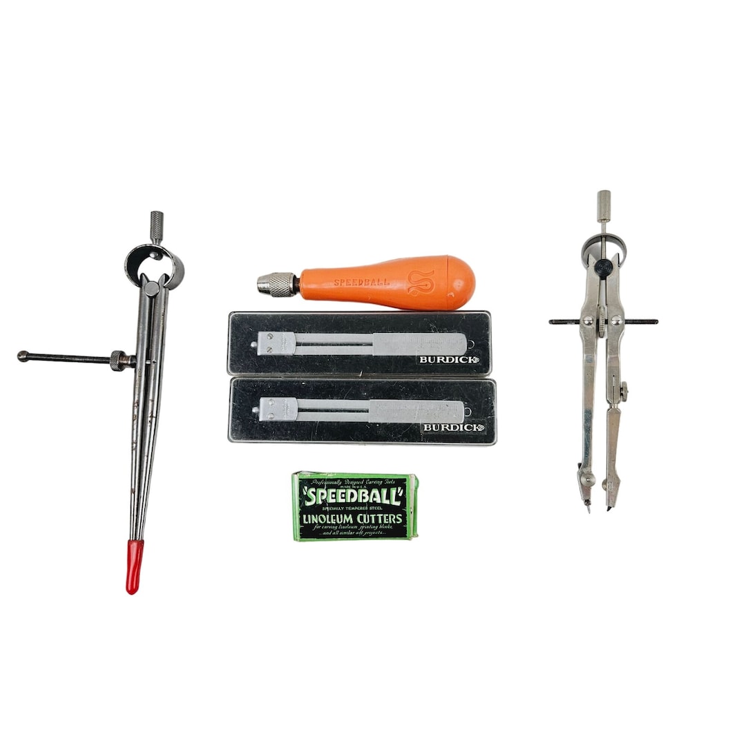 Vintage Drafting Tools Lot: Speedball Linoleum Cutter Burdick Drafting ...