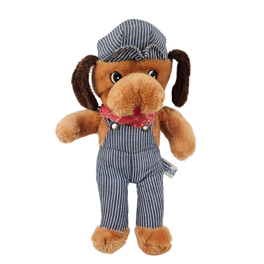 Vintage Knickerbocker Animals of Distinction Plush Dog Overalls ...