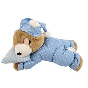 Toy Wonders Sleeping Teddy Bear Plush Toy Blue Polka Dot Pajamas Pillow ...