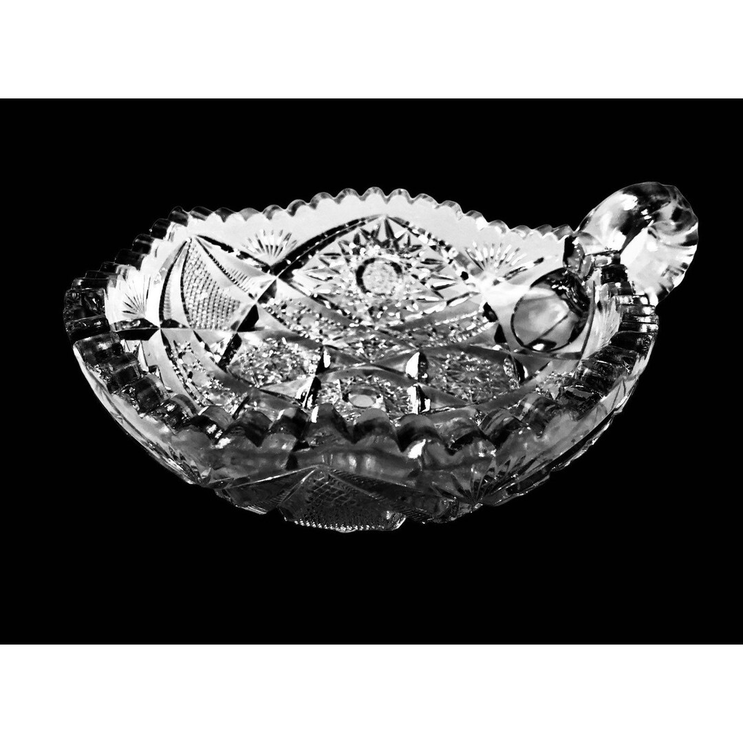Imperial Glass Cut Crystal Clear Finger Loop Candy Mint Trinket Dish ...