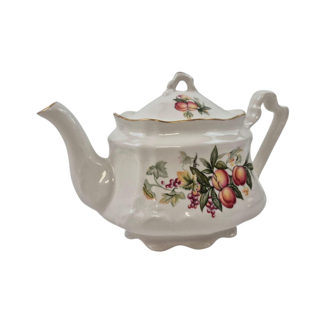 Arthur Wood and Son Teapot Porcelain Floral Gold Trim Staffordshire ...