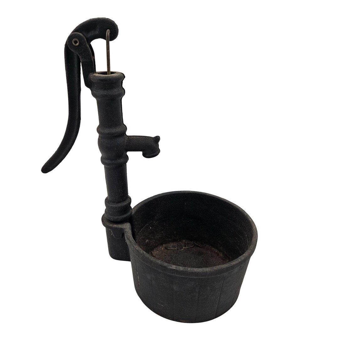 Emig Vintage Cast Iron Mini Hand Well Water Pump Basin Planter Rustic ...