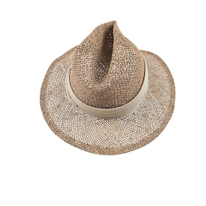 Chi Chi Collection Straw Fedora Hat Beige Band Size Small Medium Wide ...