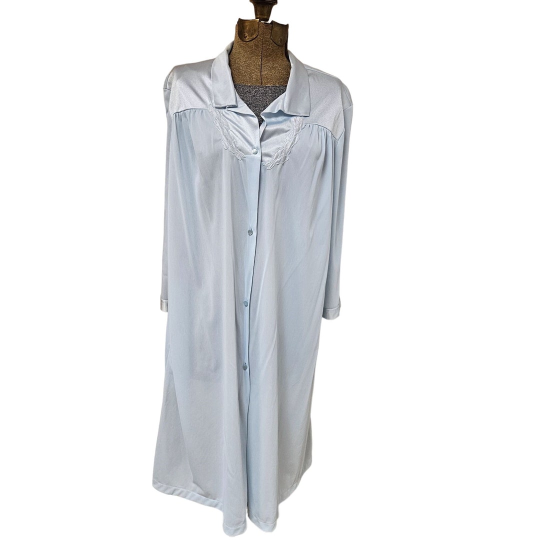 Vintage Vanity Fair House Coat Womens Large Silky Satin Button Front ...