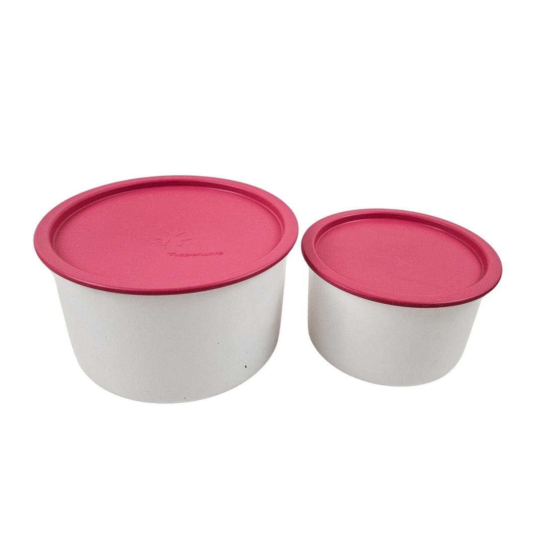 Tupperware One Touch Canister Set of 2 B and D Pink Seals 2710 2708 ...