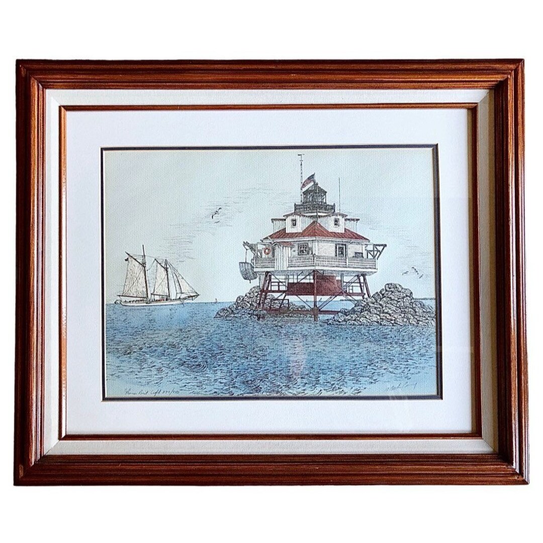 Thomas Point Light Martin Barry Art Lithograph Framed Numbered - Etsy