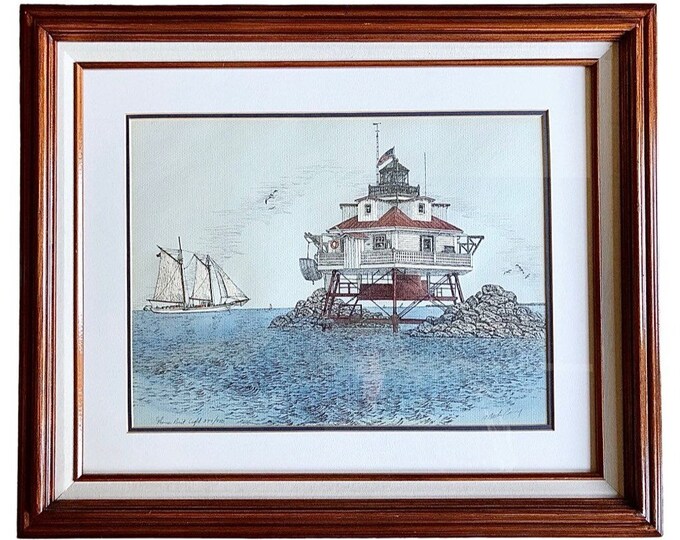 Thomas Point Light Martin Barry Art Lithograph Framed Numbered Signed ...