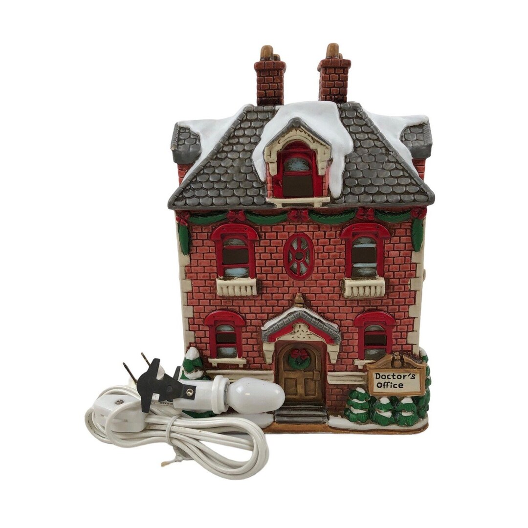 Lefton Colonial Village Porcelain Lighted Christmas Building Doctors ...